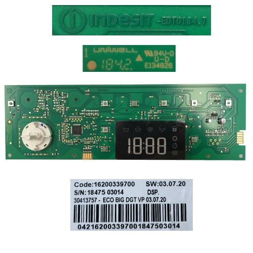Módulo Electrónico Lavadora Indesit EWE 81252 W EU, EDT0184.7, 1847503014